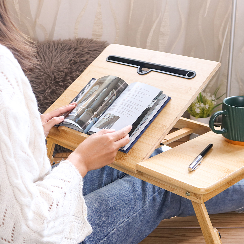 Bamboo Laptop Floor Desk Multi-function Folding Table Adjustable Portable Computer Desk Bed Desk ...